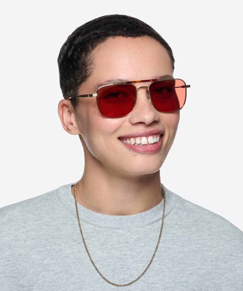 Dean - Aviator Tortoise Gold Frame Prescription Sunglasses | Eyebuydirect