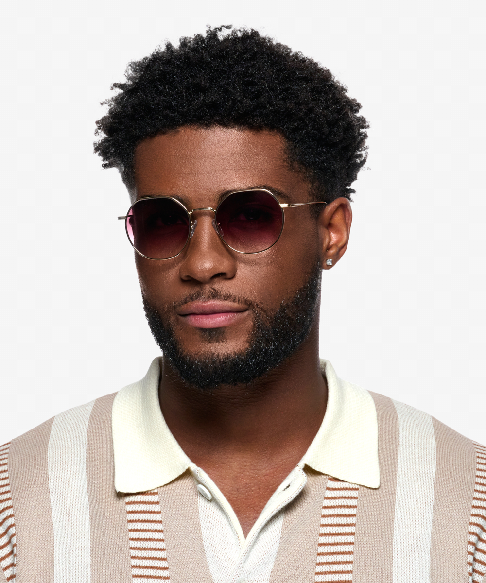 Steve Geometric Matte Gold Frame Prescription Sunglasses Eyebuydirect