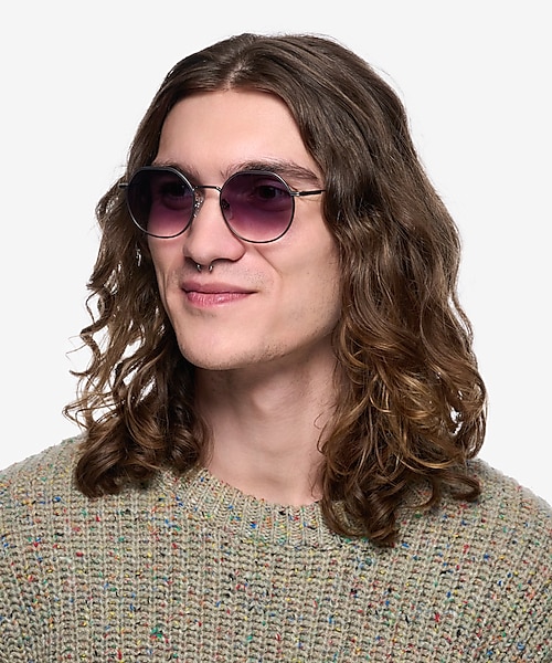 Steve Geometric Matte Gunmetal Frame Prescription Sunglasses