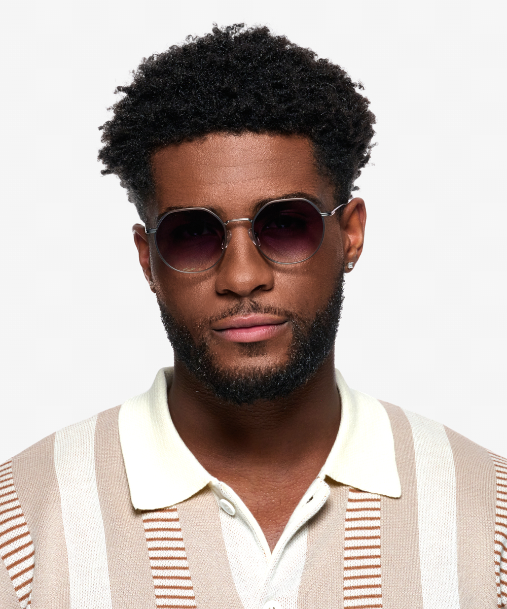 Steve - Geometric Matte Gunmetal Frame Prescription Sunglasses ...