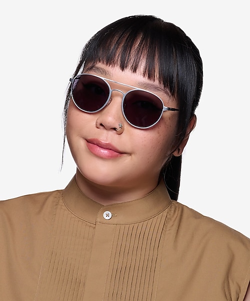 Coupe Aviator Matte Silver Frame Prescription Sunglasses