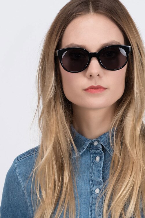 Matilda - Round Black Frame Sunglasses For Women | Eyebuydirect Canada