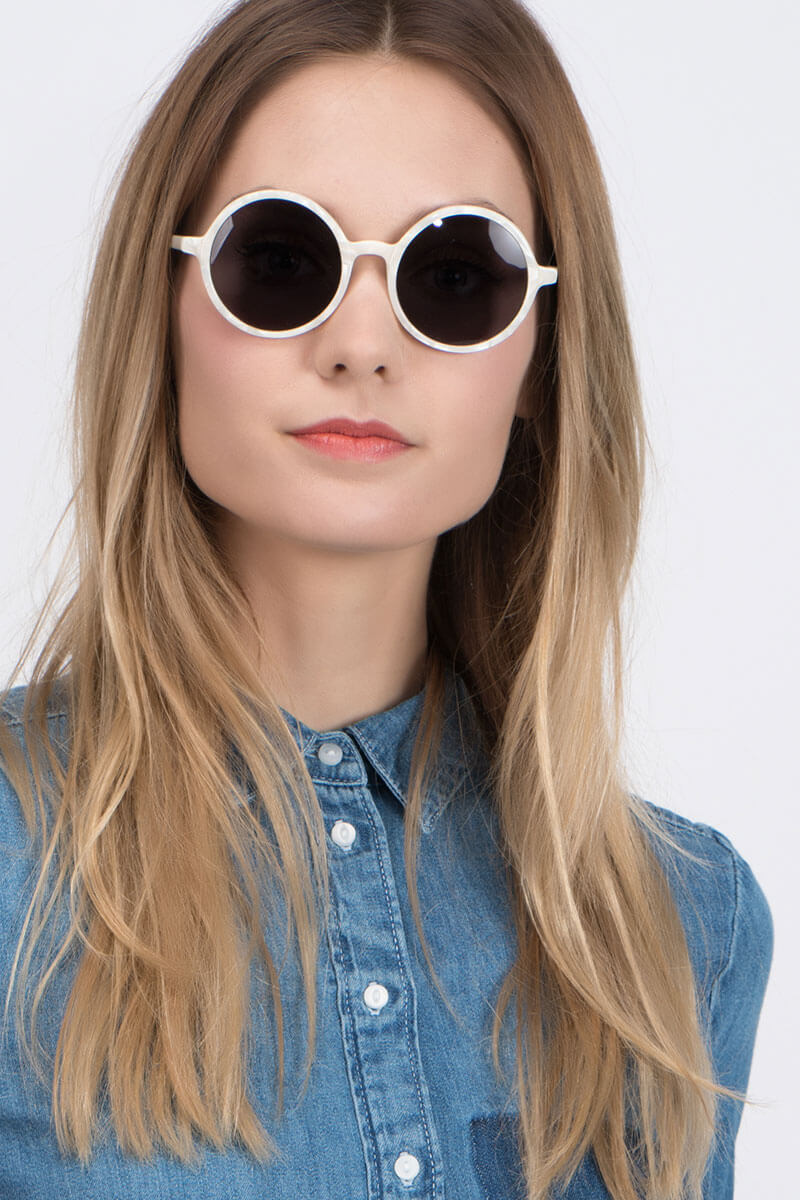 Alena - Round White Frame Sunglasses For Women | Eyebuydirect
