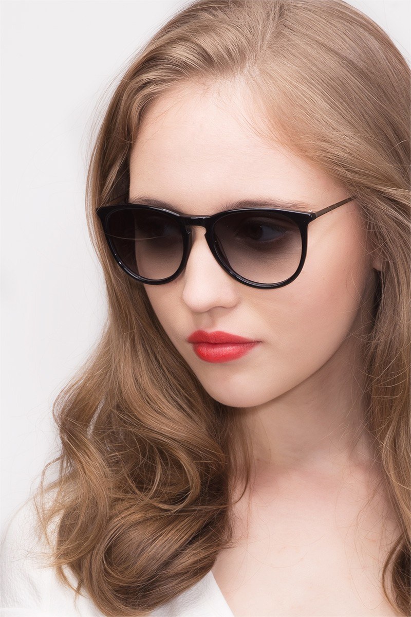Interlude Round Black Frame Sunglasses For Women Eyebuydirect