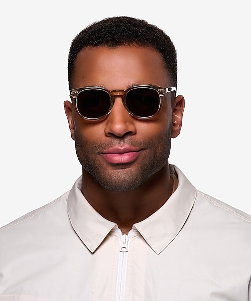 Ethereal Square Champagne Frame Sunglasses For Women Eyebuydirect
