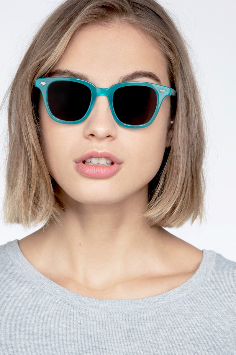 Sao Paulo - Square Turquoise Frame Sunglasses For Women | Eyebuydirect