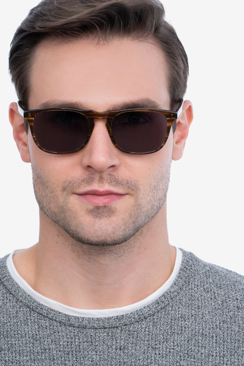 Wave - Rectangle Striped Frame Sunglasses For Men | Eyebuydirect
