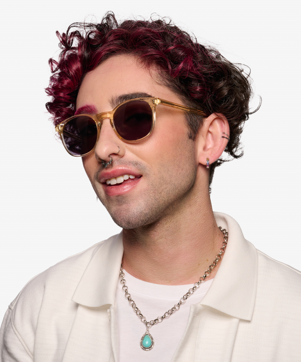 Safari - Round Clear Melon Frame Prescription Sunglasses | Eyebuydirect