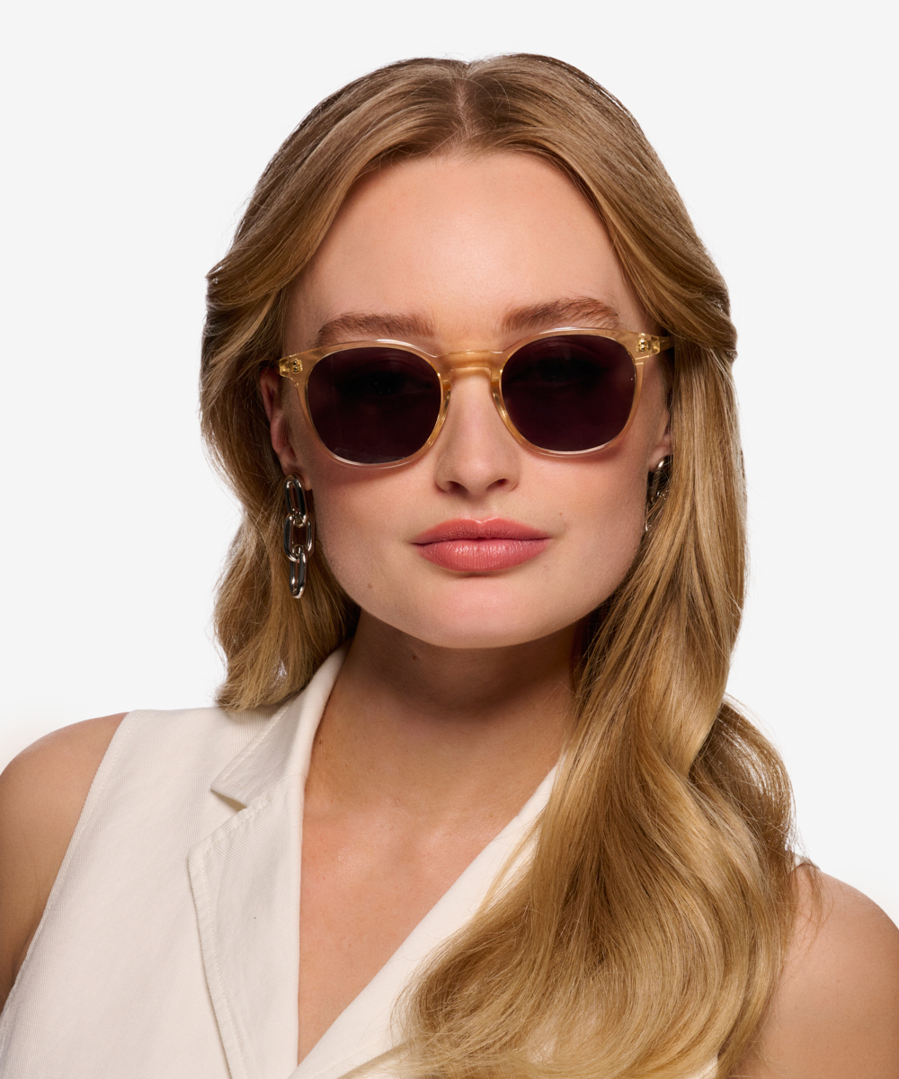 Safari - Round Clear Melon Frame Prescription Sunglasses | Eyebuydirect
