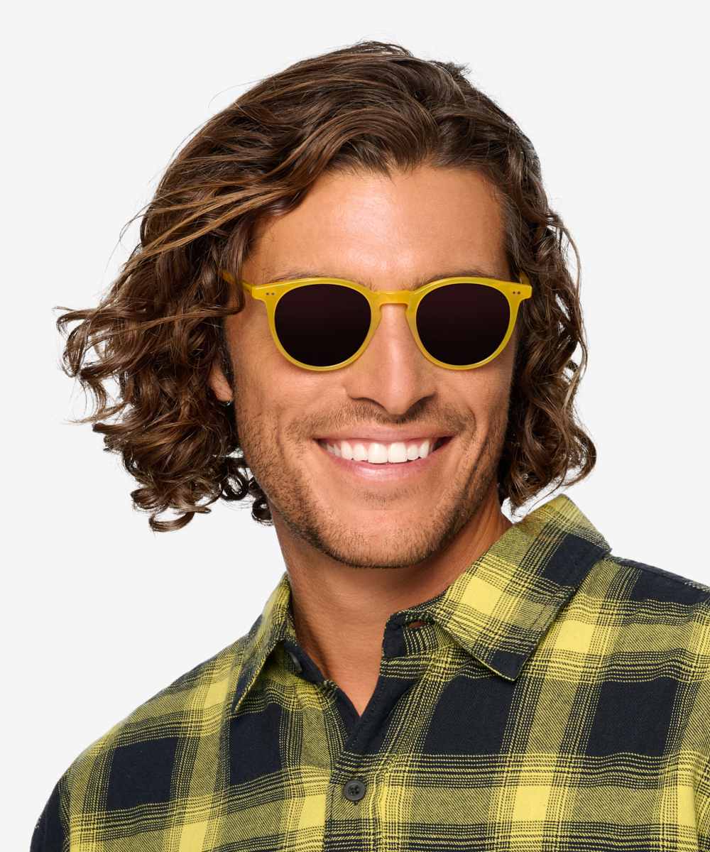 Sun Kyoto Round Yellow Frame Prescription Sunglasses Eyebuydirect
