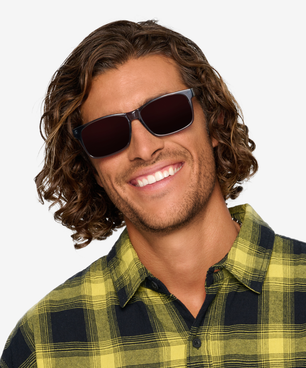 Sun Sydney Rectangle Clear Gray Frame Prescription Sunglasses