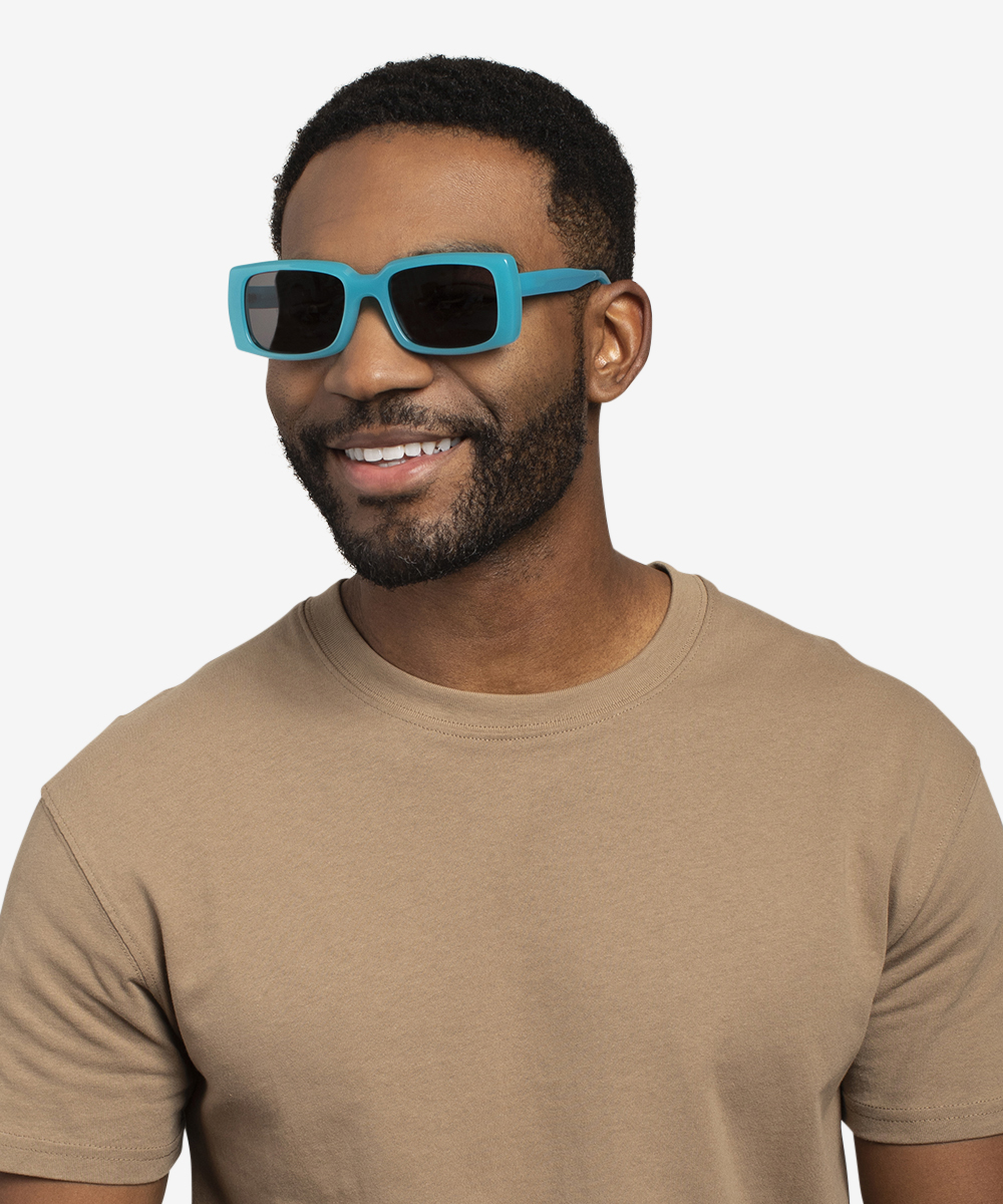 Impression - Rectangle Aqua Frame Prescription Sunglasses | Eyebuydirect