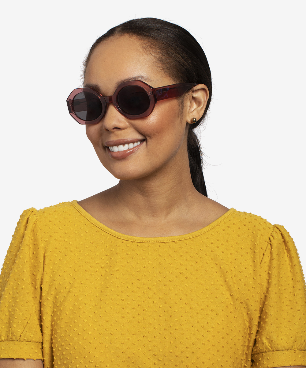 Vitamin - Geometric Clear Purple Frame Sunglasses For Women | Eyebuydirect