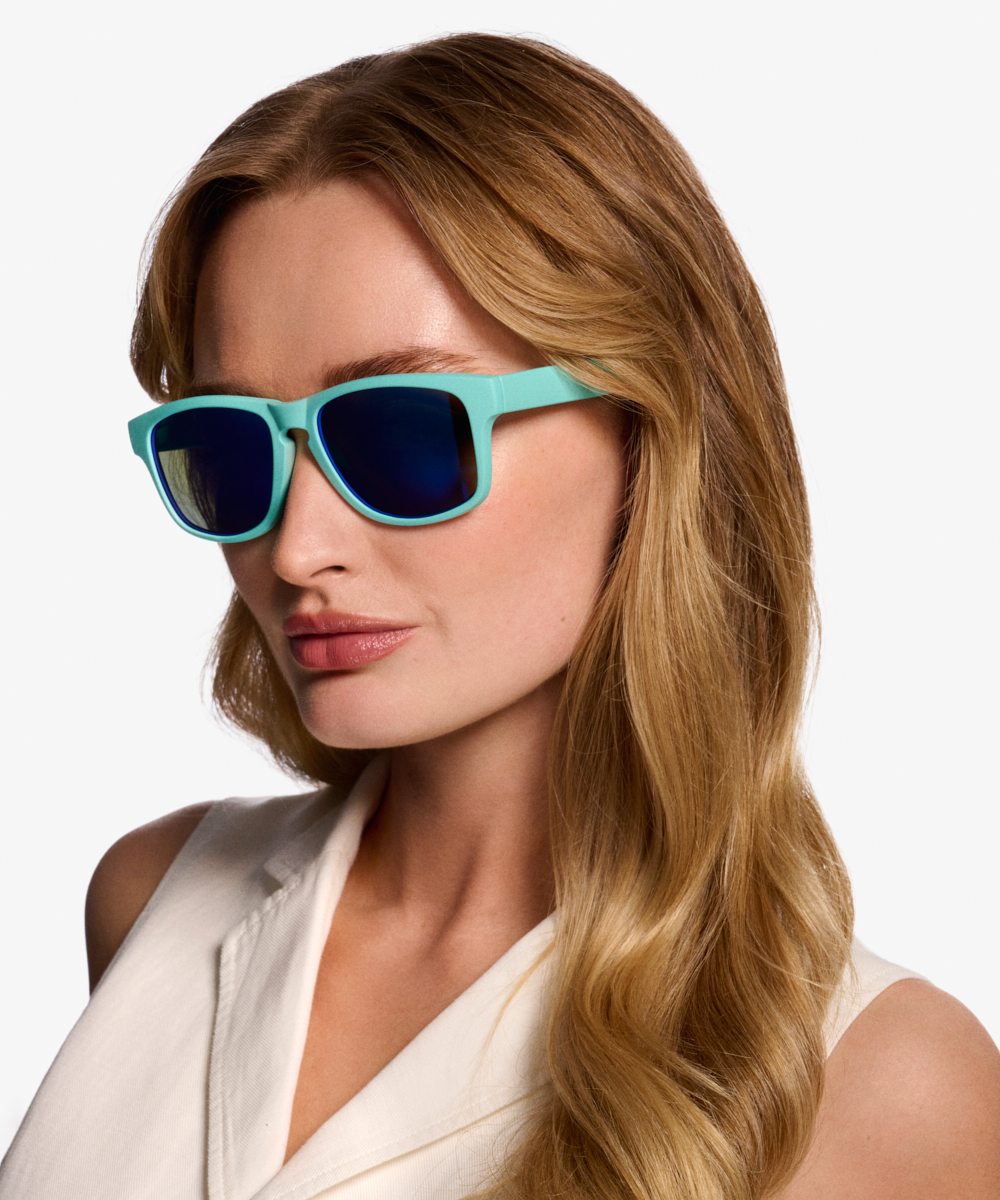 Nautical - Square Turquoise Blue Frame Prescription Sunglasses ...