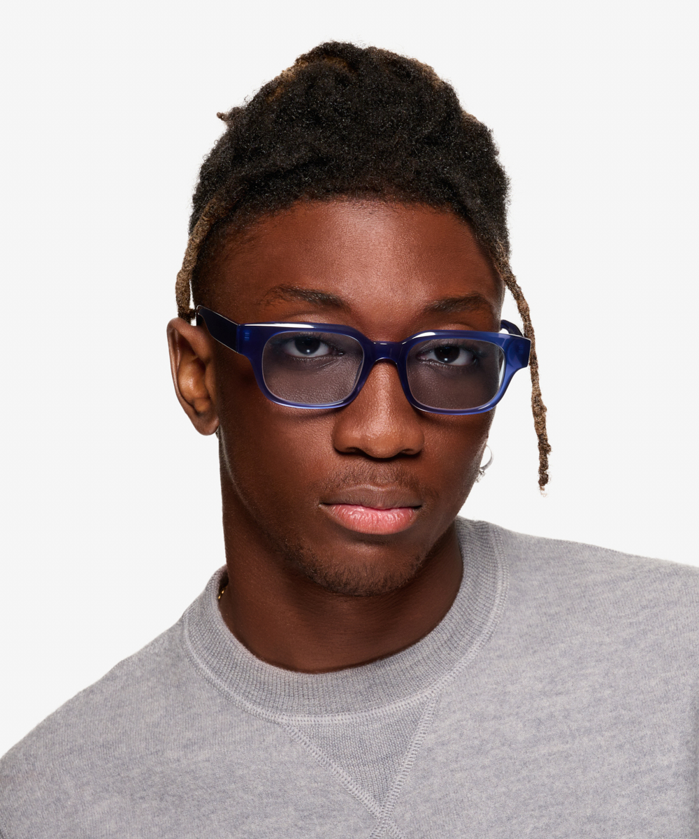 Canna Rectangle Crystal Blue Frame Prescription Sunglasses Eyebuydirect