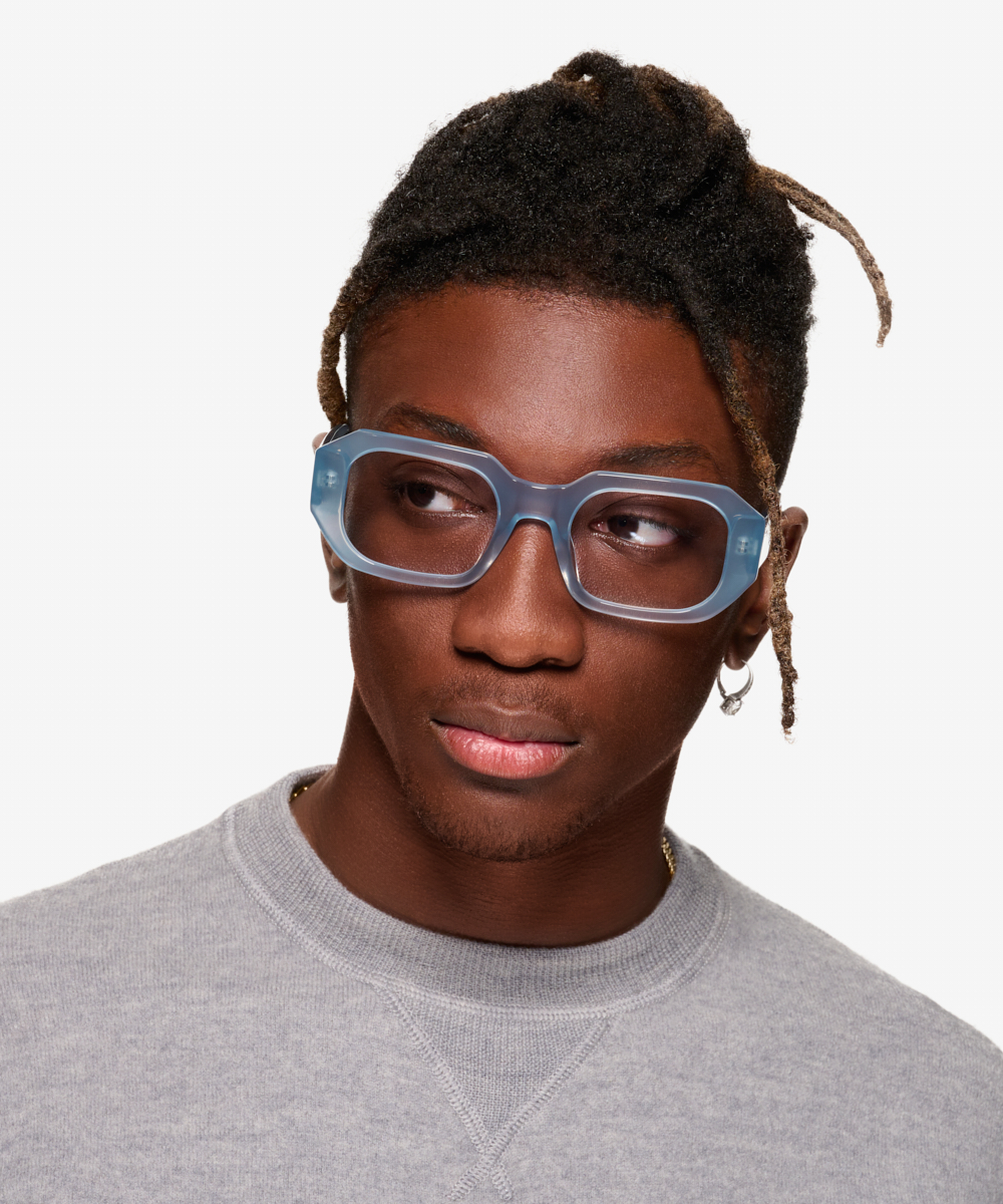 Lilia - Rectangle Milky Light Blue Frame Prescription Sunglasses ...