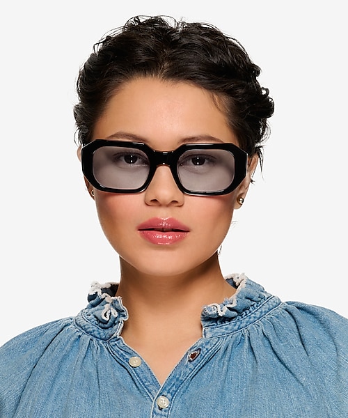Lilia Rectangle Black Crystal Frame Prescription Sunglasses Eyebuydirect Canada