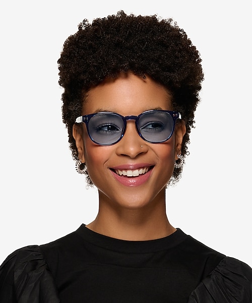Pep Round Shiny Crystal Blue Frame Prescription Sunglasses Eyebuydirect
