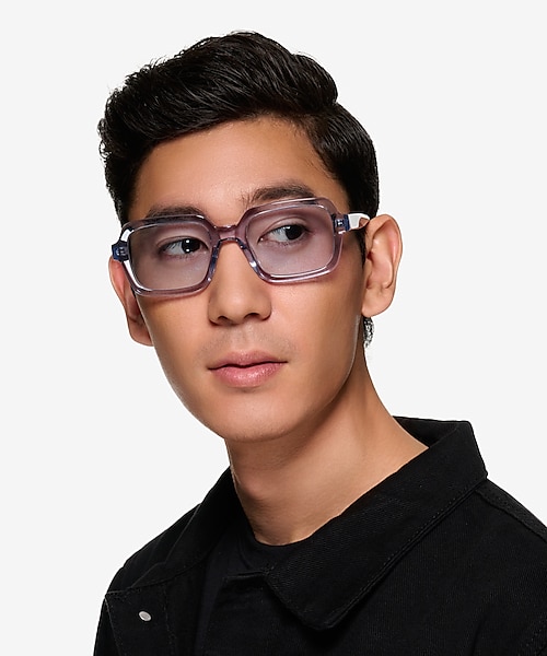 Resort Square Clear Blue Frame Prescription Sunglasses Eyebuydirect