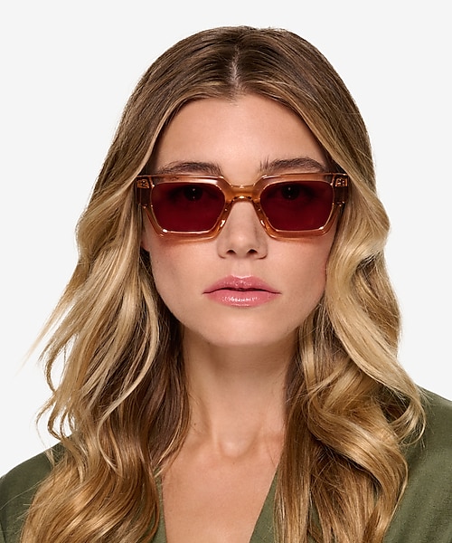 Pomade Rectangle Translusant Peach Frame Prescription Sunglasses