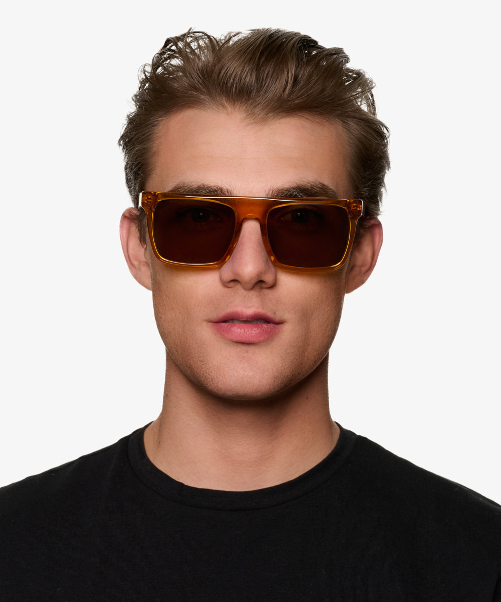 Matz - Square Clear Brown Frame Prescription Sunglasses | Eyebuydirect