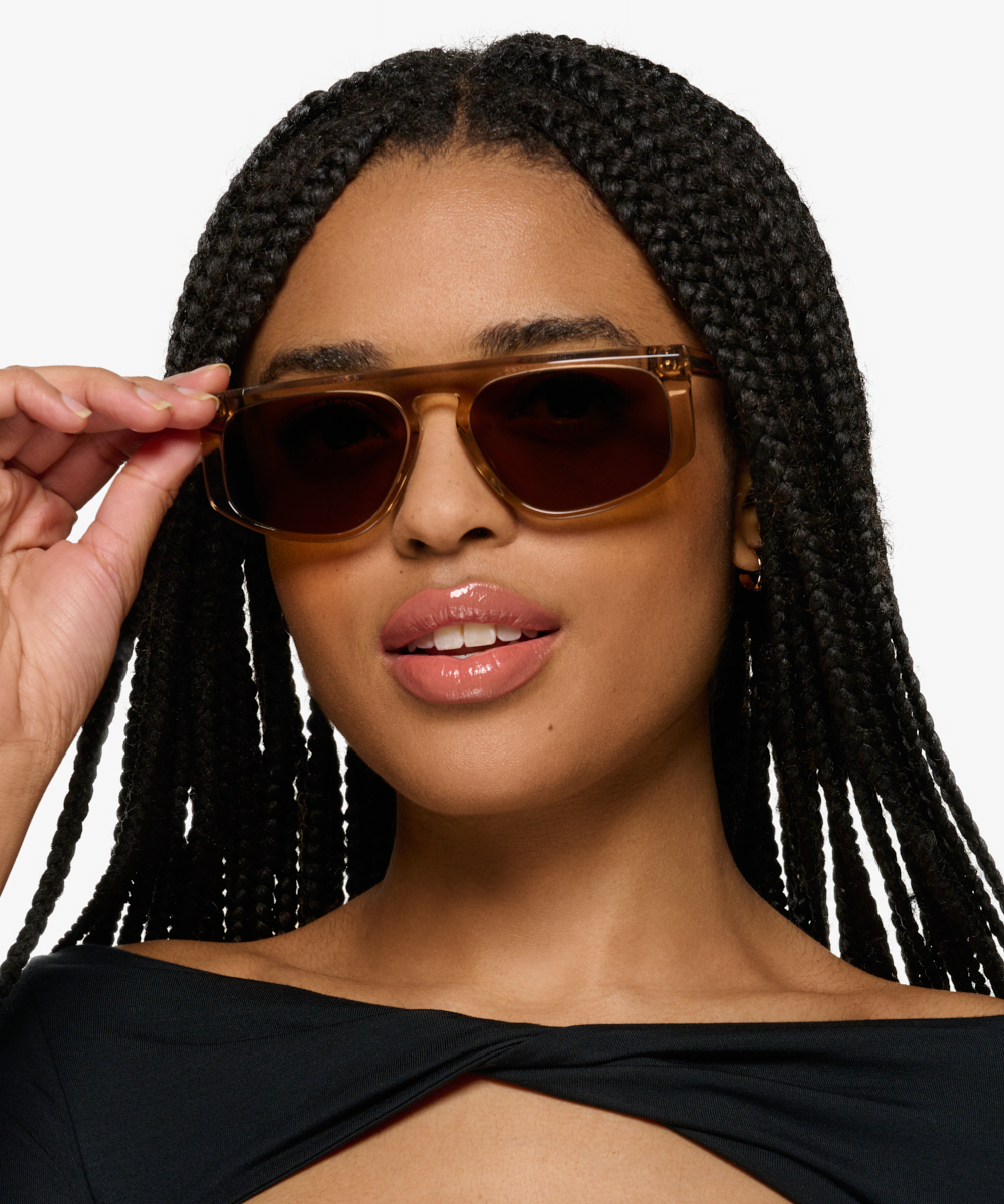 Skya Geometric Clear Brown Frame Prescription Sunglasses Eyebuydirect