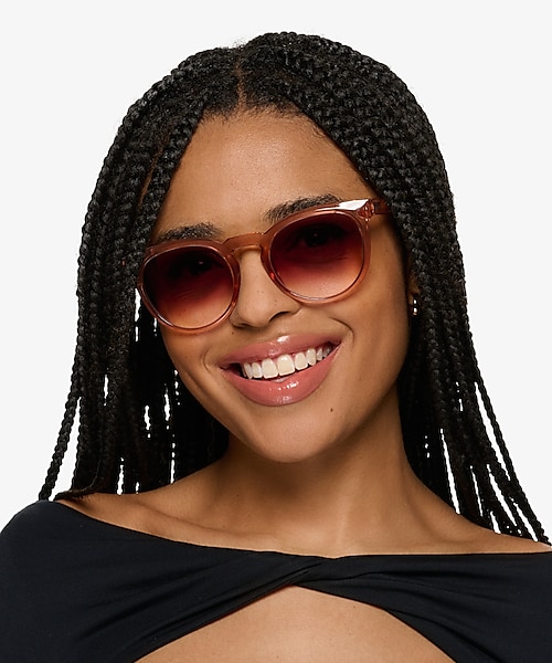 Spoondrift Round Crystal Champagne Frame Prescription Sunglasses