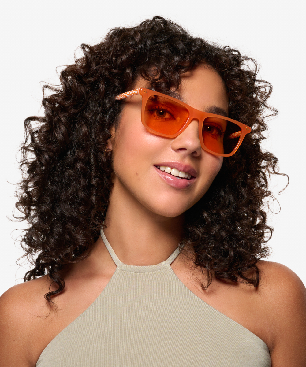 Dance - Rectangle Milky Orange Frame Prescription Sunglasses | Eyebuydirect