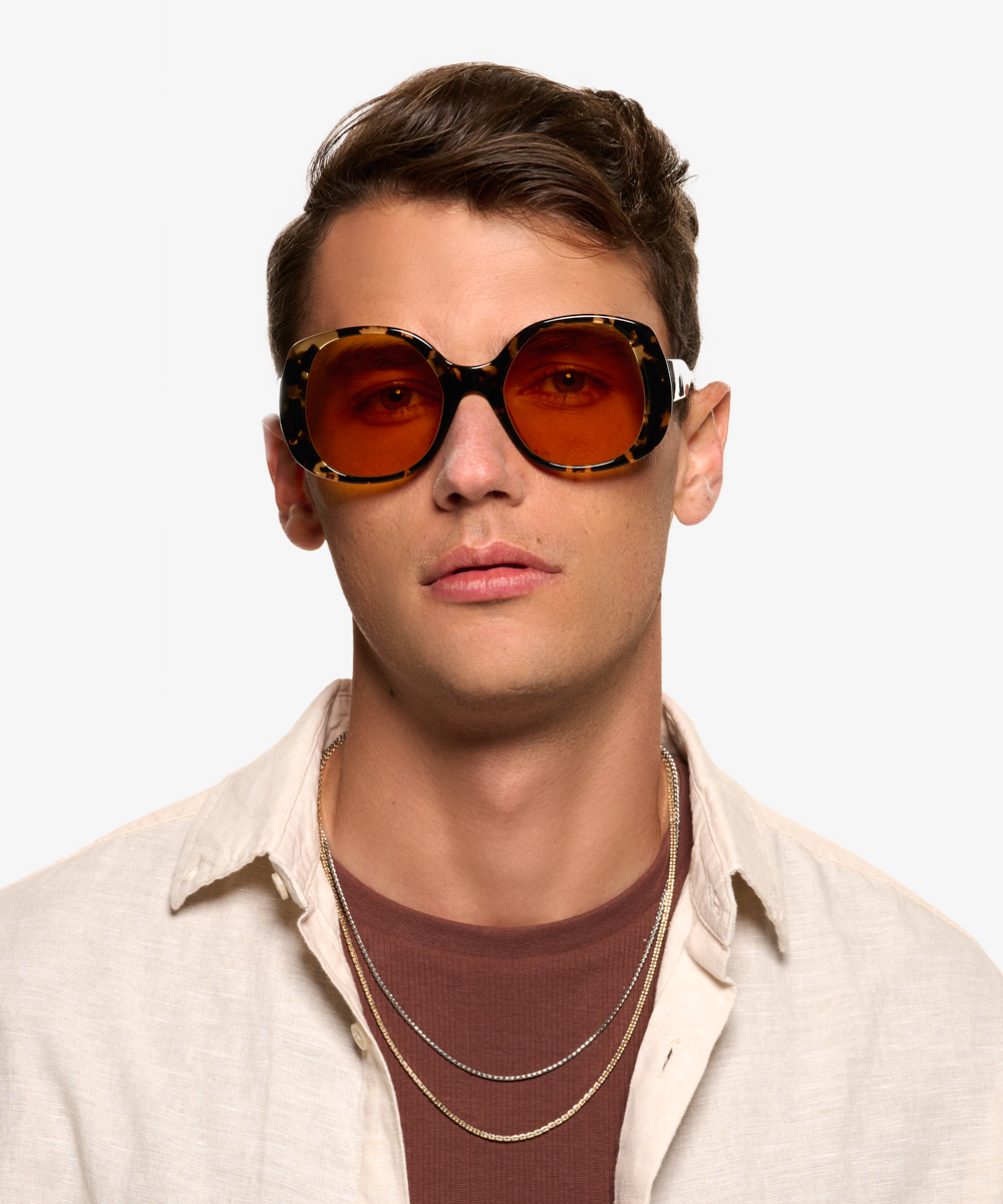 Bernadette - Square Dark Spotty Tortoise Frame Sunglasses For Women ...