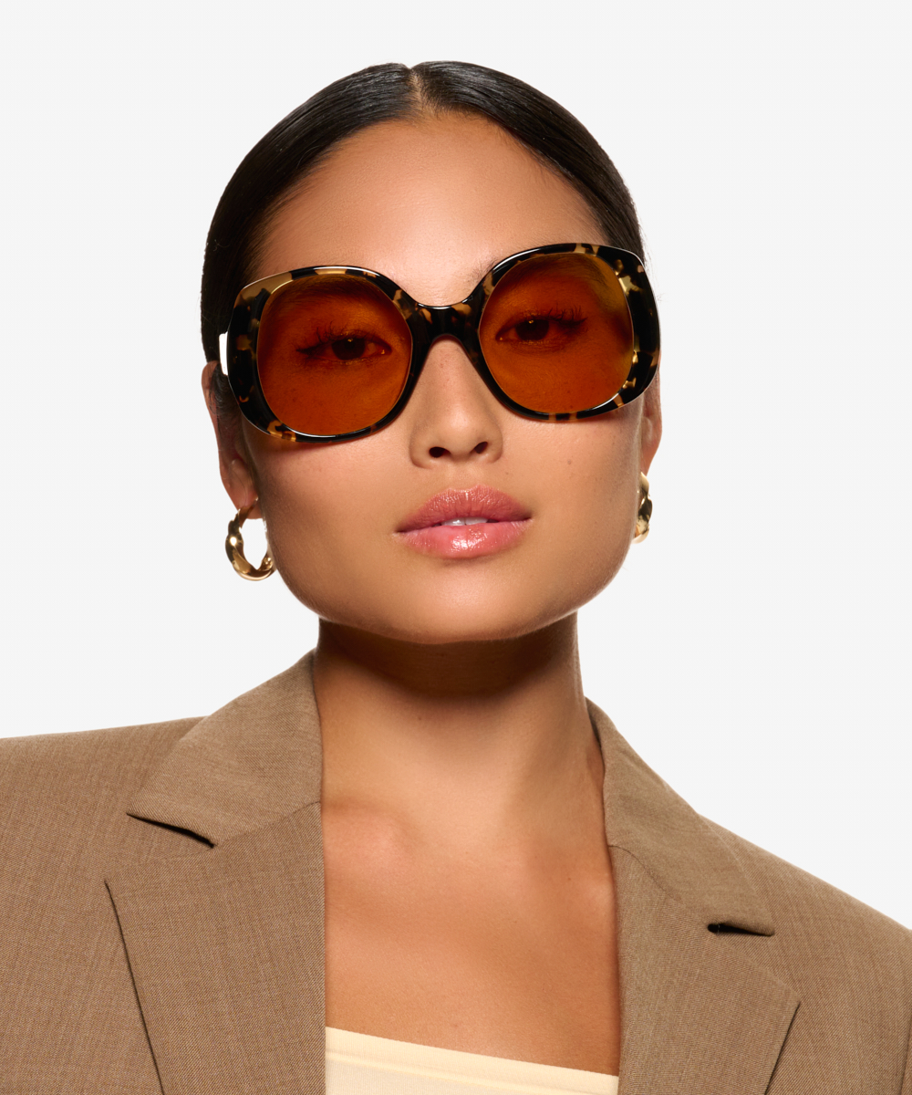 Bernadette - Square Dark Spotty Tortoise Frame Sunglasses For Women ...