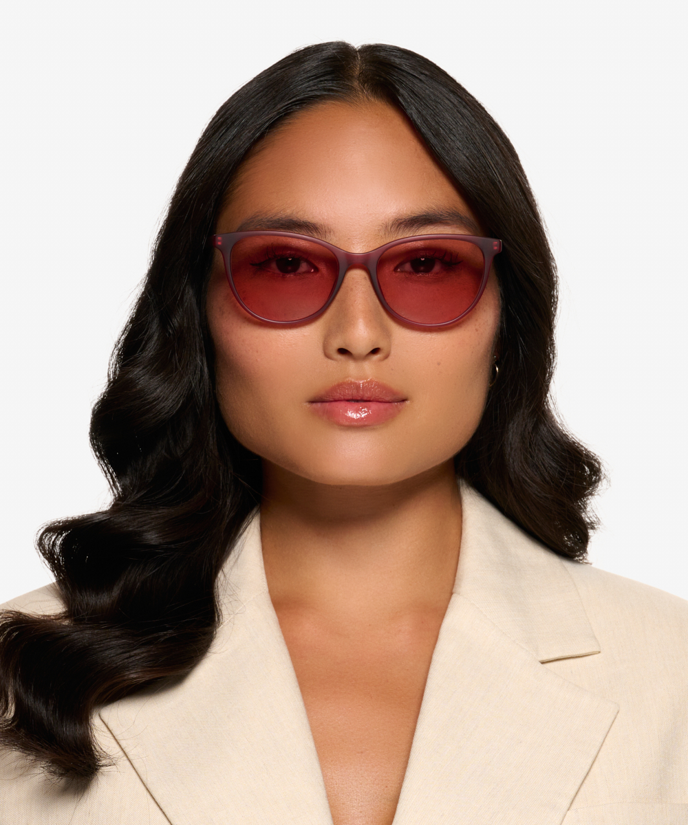 Fern - Cat Eye Matte Raspberry Frame Sunglasses For Women | Eyebuydirect