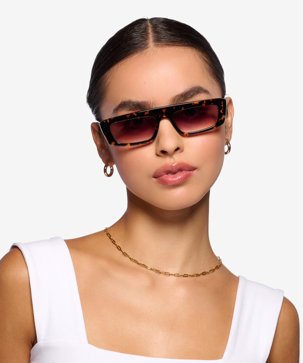 Novo - Rectangle Spotty Tortoise Frame Prescription Sunglasses ...