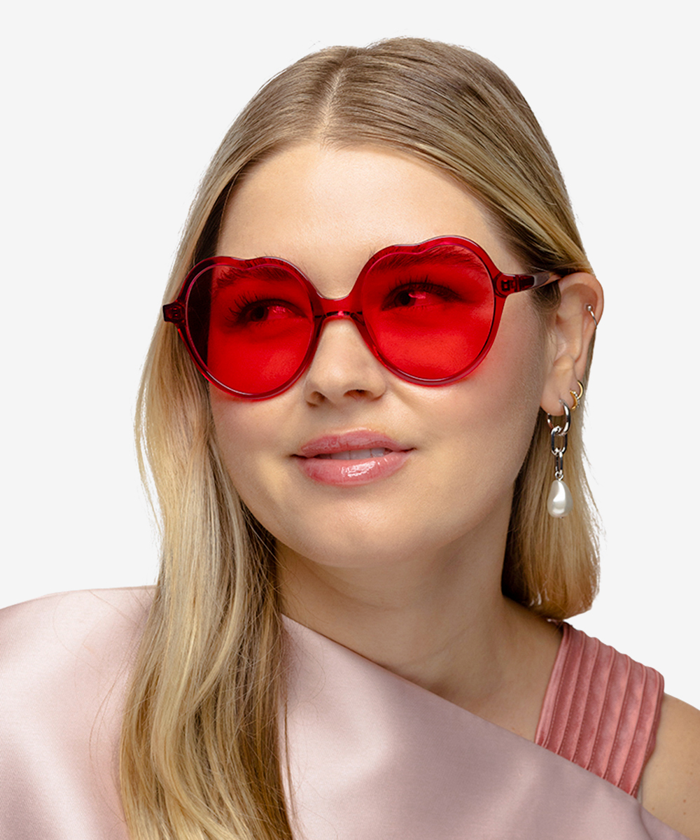 Amora - Heart Crystal Red Frame Sunglasses For Women | Eyebuydirect
