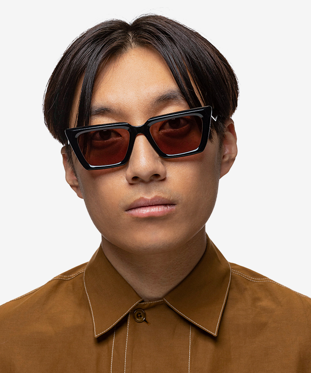 Yara - Rectangle Black Frame Prescription Sunglasses | Eyebuydirect