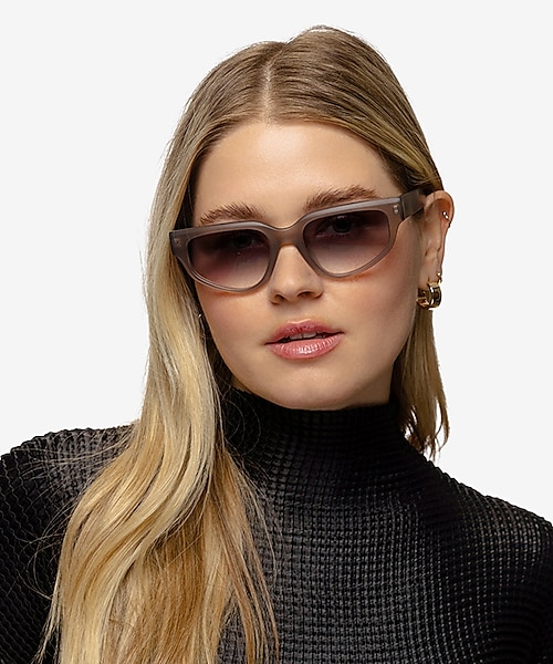 Enoch Geometric Crystal Matte Gray Frame Prescription Sunglasses