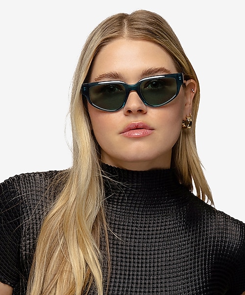 Enoch Geometric Crystal Blue Green Frame Prescription Sunglasses Eyebuydirect Canada