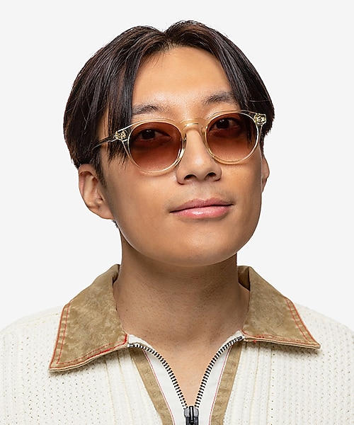 Begin Round Crystal Yellow Frame Prescription Sunglasses Eyebuydirect