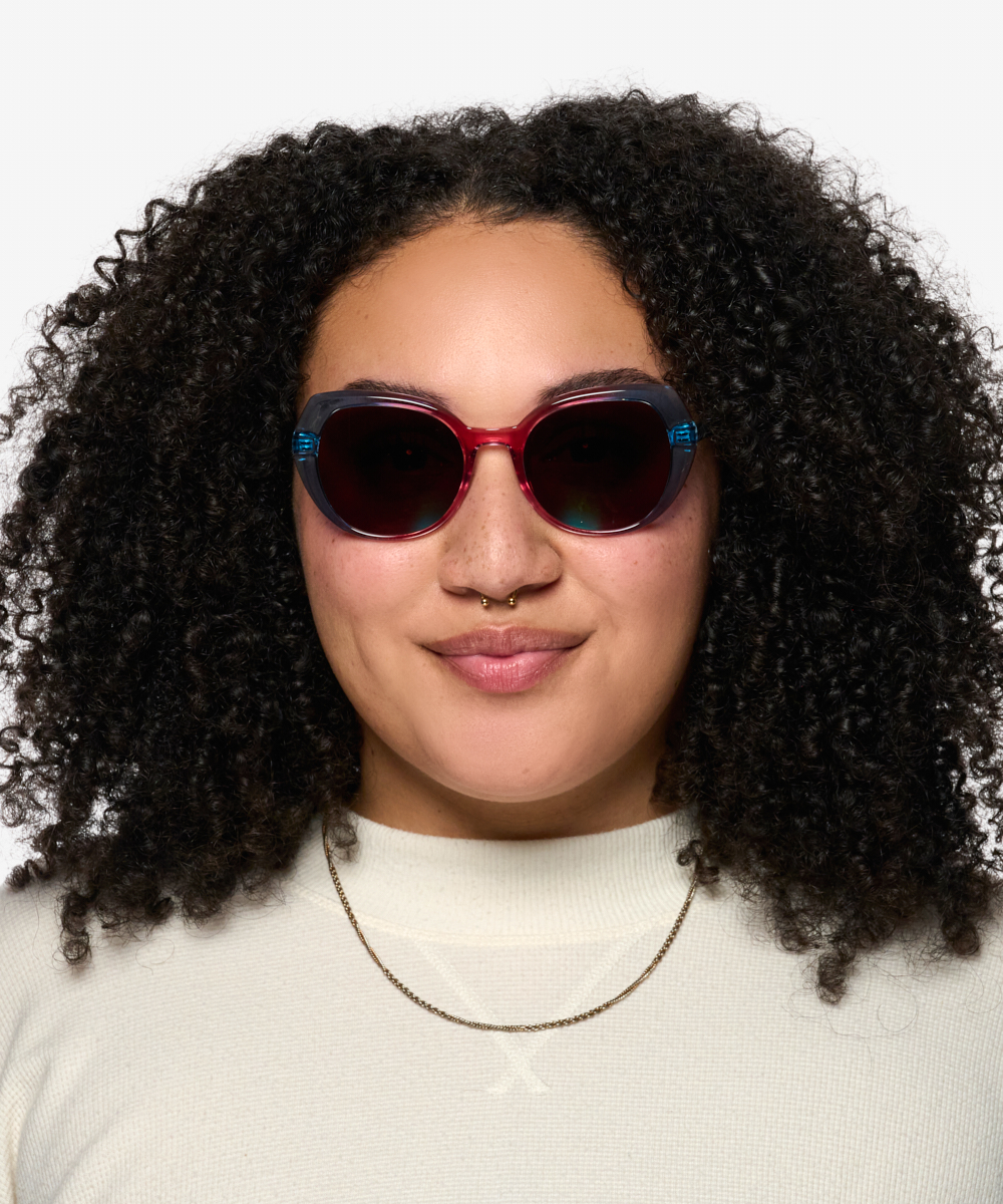 True Colors - Cat Eye Blue Pink Frame Sunglasses For Women | Eyebuydirect