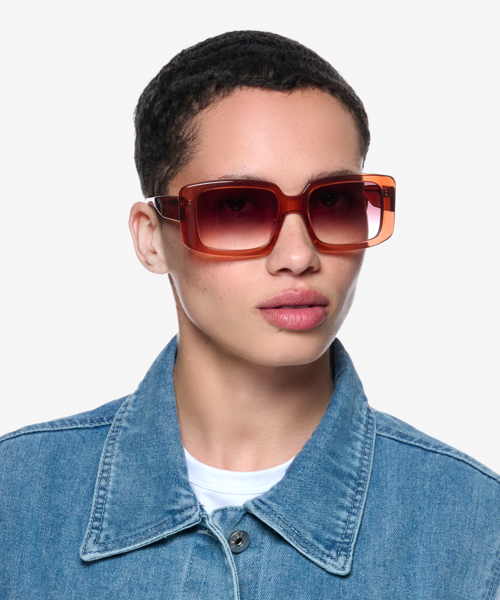Colby Square Clear Orange Frame Prescription Sunglasses Eyebuydirect