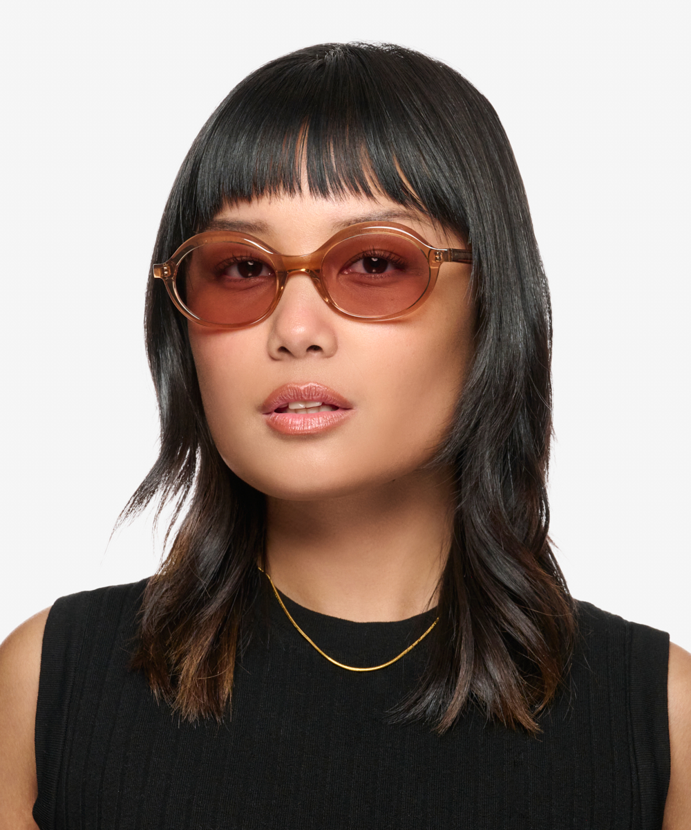 Melva Oval Clear Brown Frame Sunglasses For Women Eyebuydirect