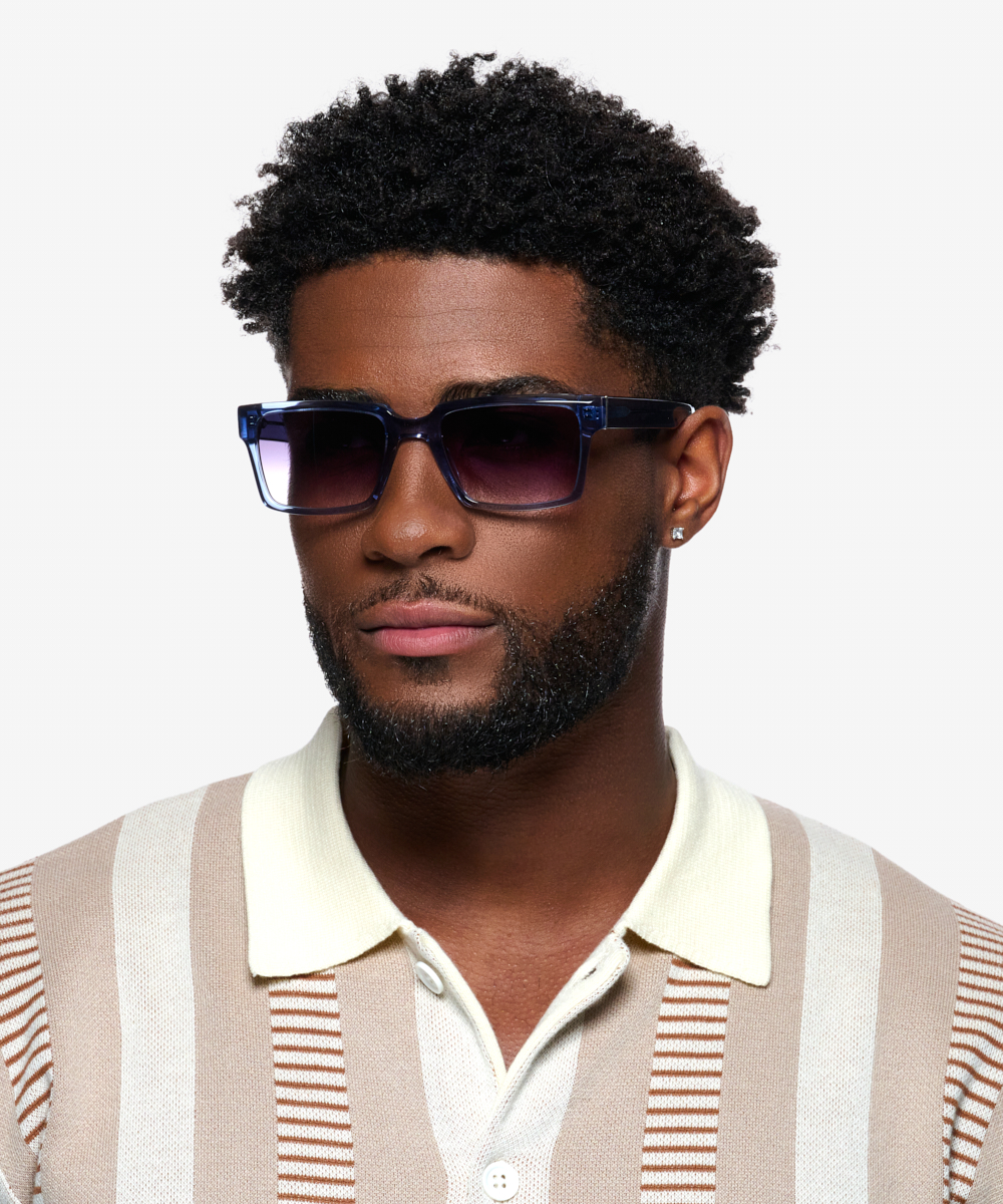 Agni Square Clear Blue Frame Sunglasses For Men Eyebuydirect