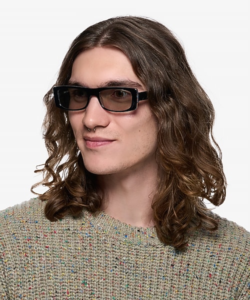 Ernest Rectangle Black Clear Frame Sunglasses For Men Eyebuydirect