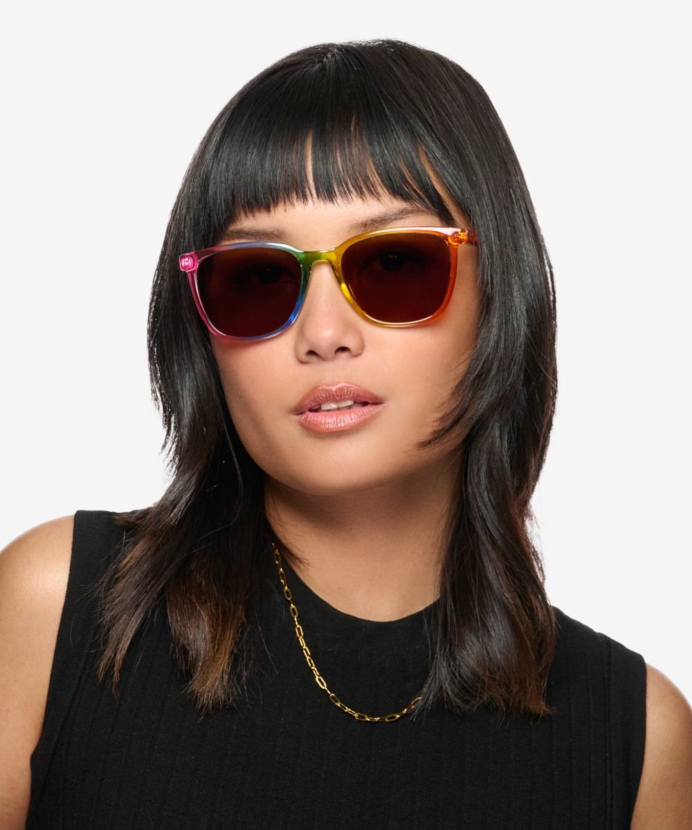 Shine Bright - Square Rainbow Frame Prescription Sunglasses | Eyebuydirect