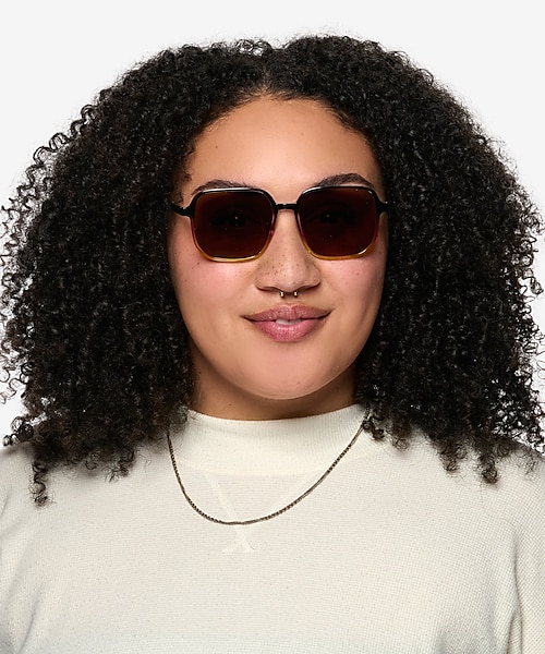 Sunlit Square Clear Black Purple Yellow Frame Prescription Sunglasses Eyebuydirect Canada