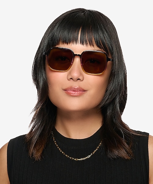 Sunlit Square Clear Black Purple Yellow Frame Prescription Sunglasses Eyebuydirect Canada