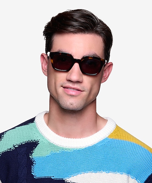 Nor Square Brown Tortoise Frame Prescription Sunglasses