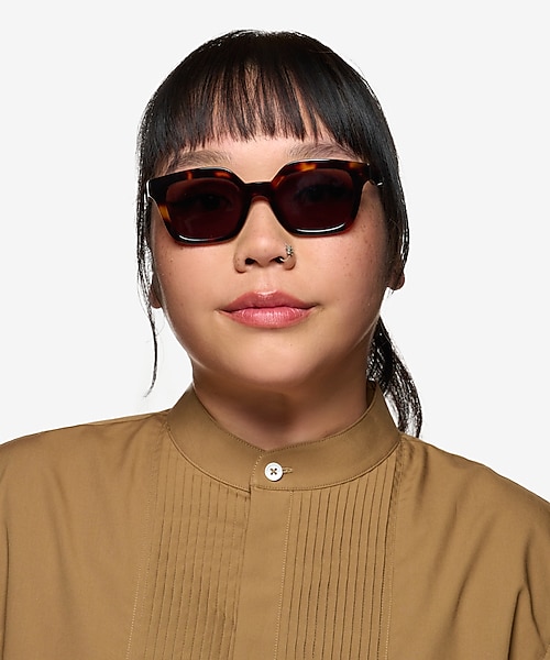 Nor Square Brown Tortoise Frame Prescription Sunglasses