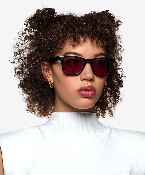 Finlee Square Clear Green Frame Prescription Sunglasses