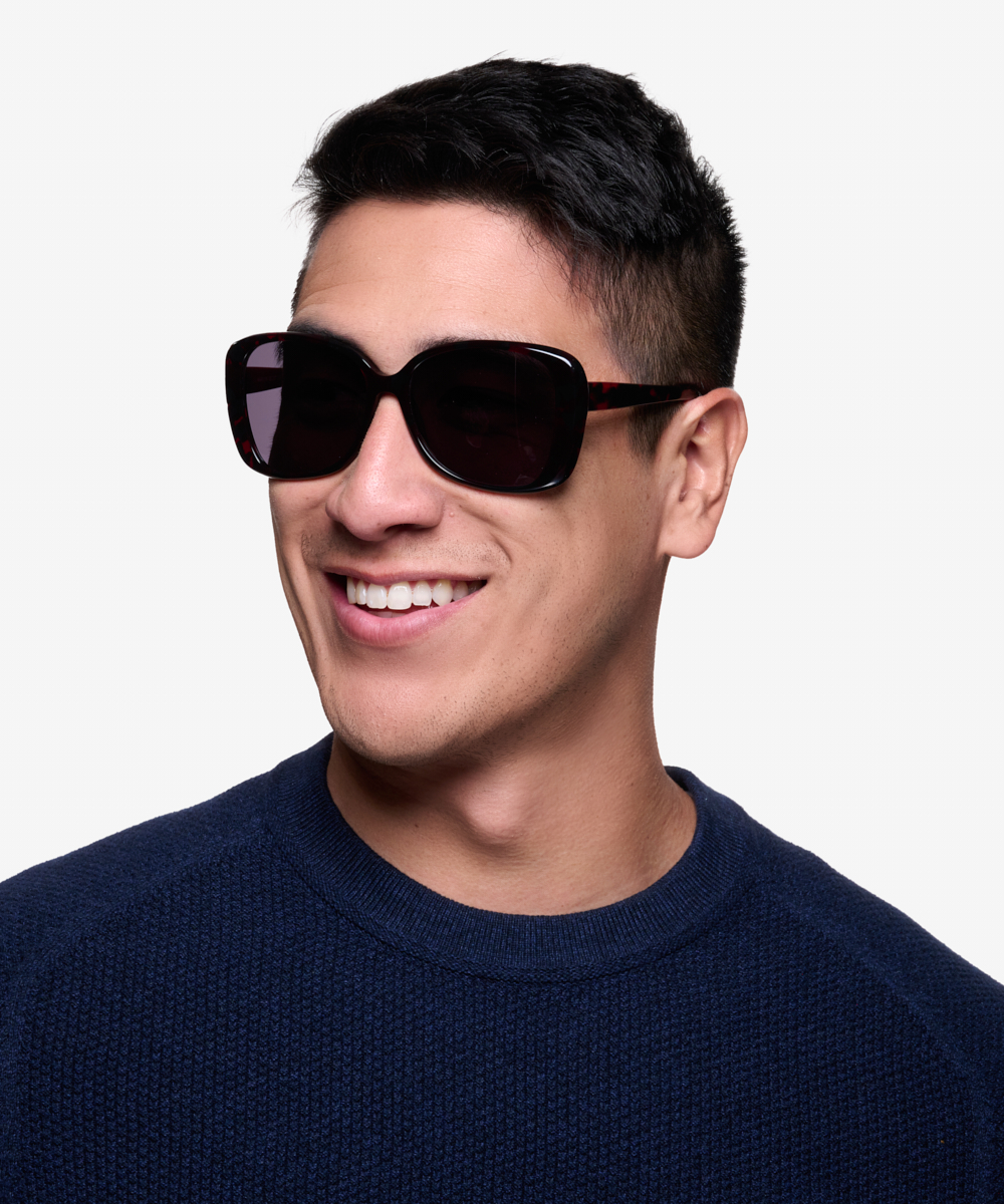 Marilyn - Square Black Red Frame Sunglasses For Women | Eyebuydirect