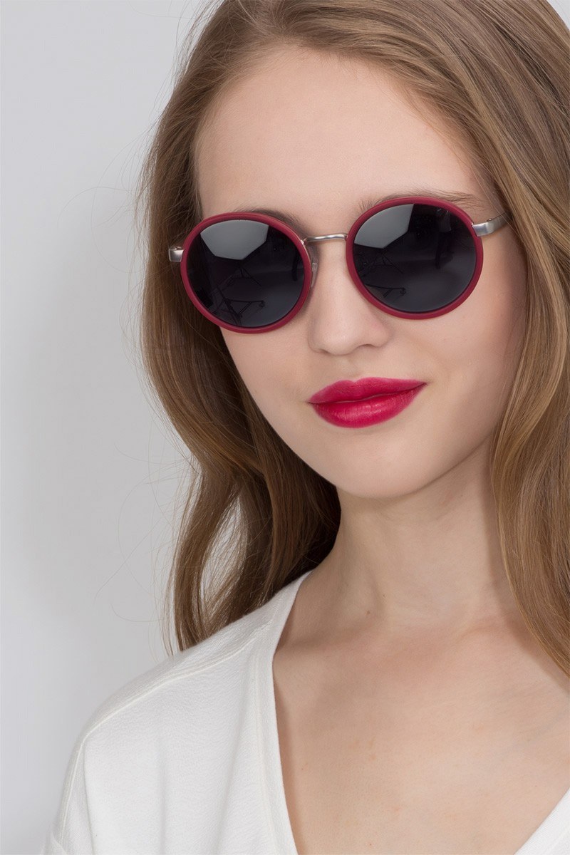 Lady Bird - Round Matte Red Frame Sunglasses For Women | Eyebuydirect